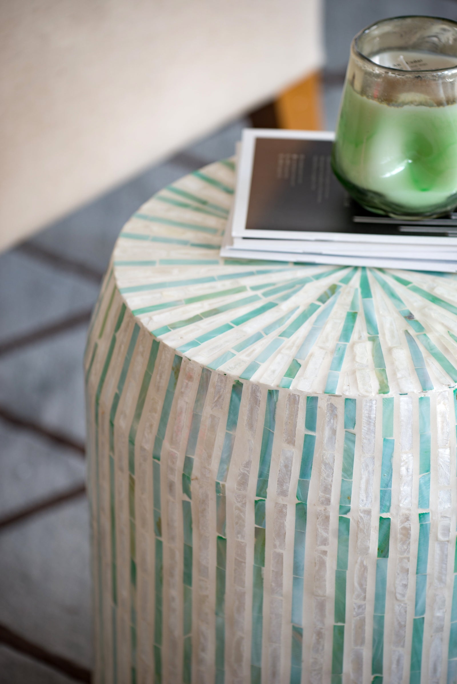 Capiz Cylindrical Stool