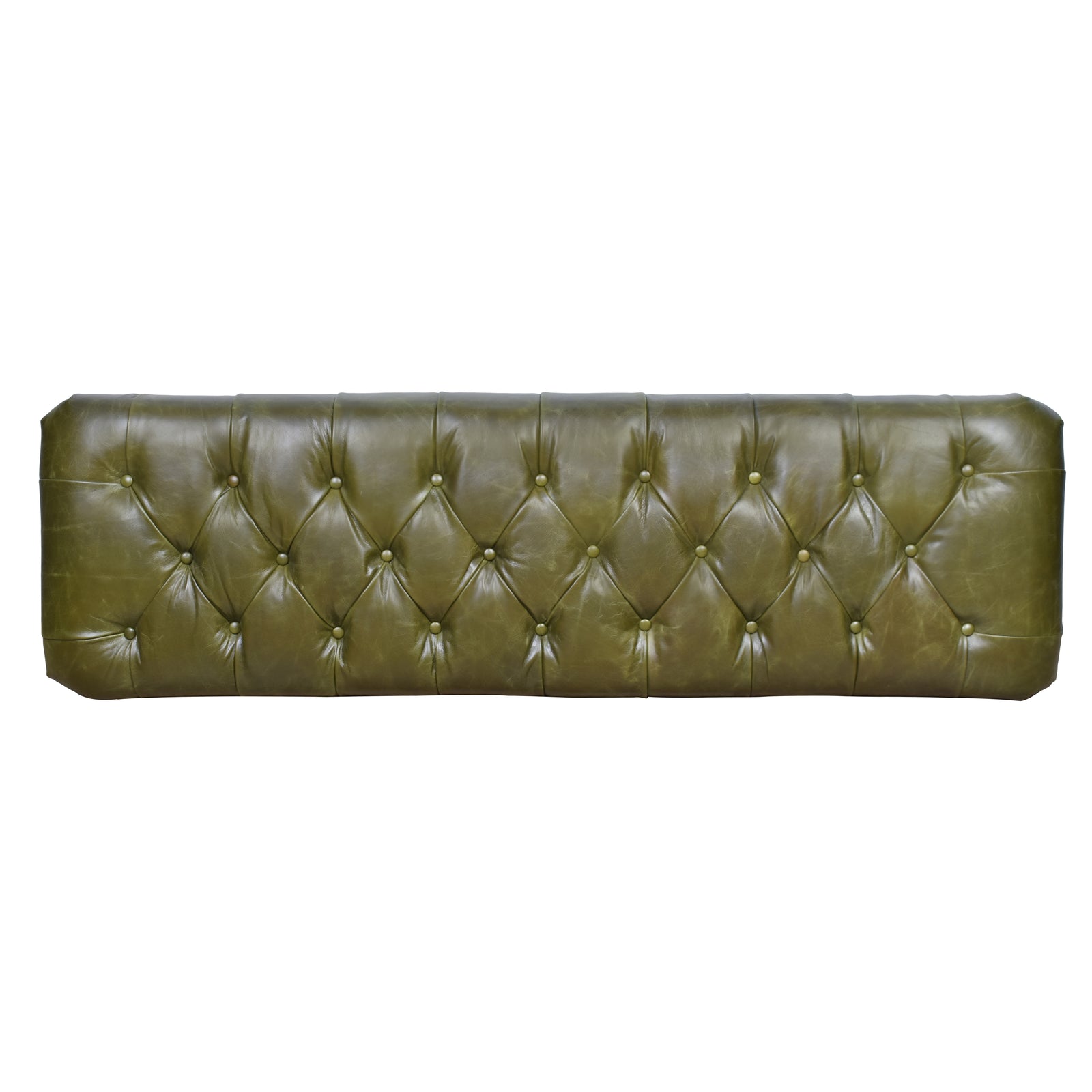 Chesterfield British Green Leather Bench