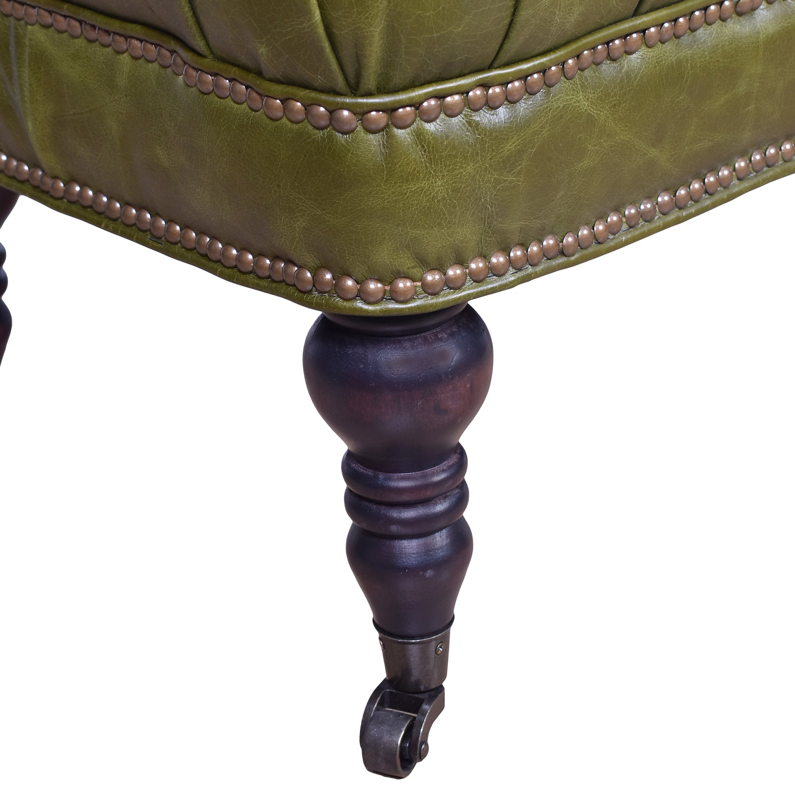 Chesterfield British Green Leather Bench