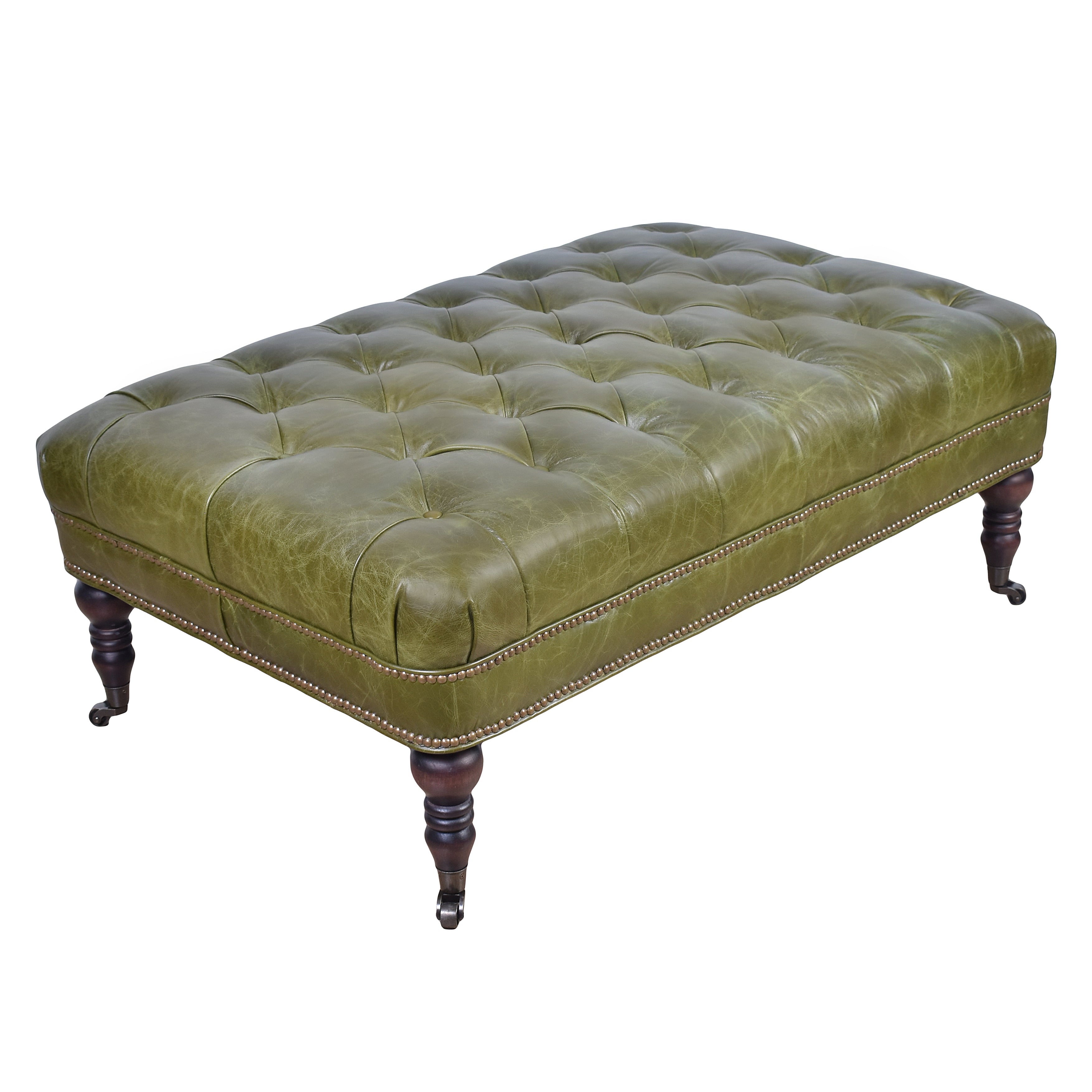 Chesterfield British Green Leather Coffee Table