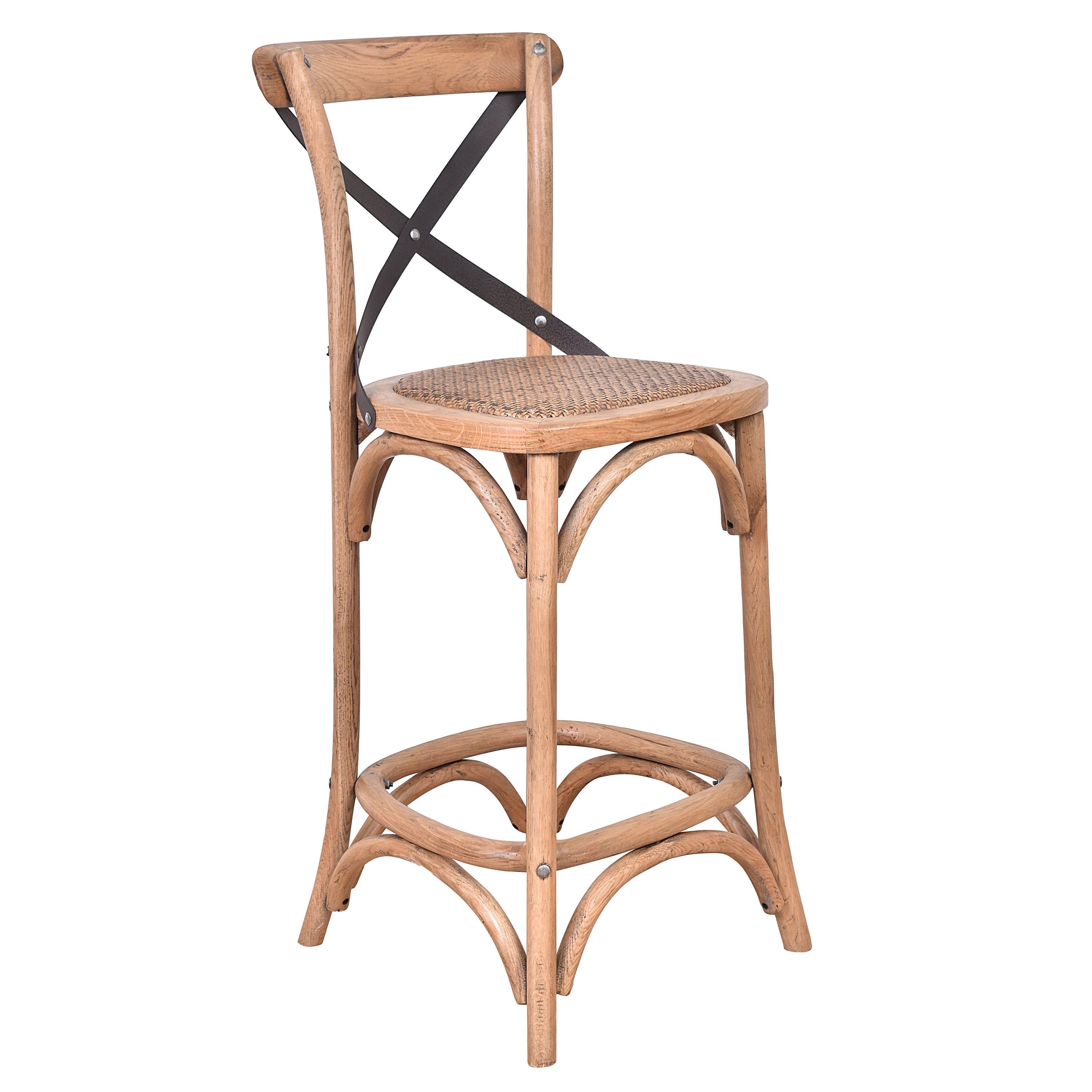 Hastings Cross Back Counter Stool with Dark Metal Straps