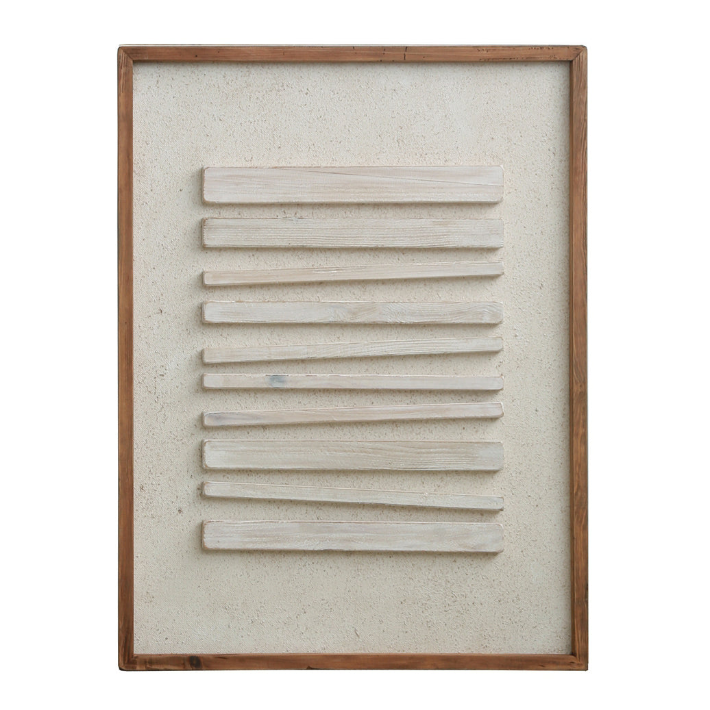 Leveled Timber Wall Art 62x82 - White on White