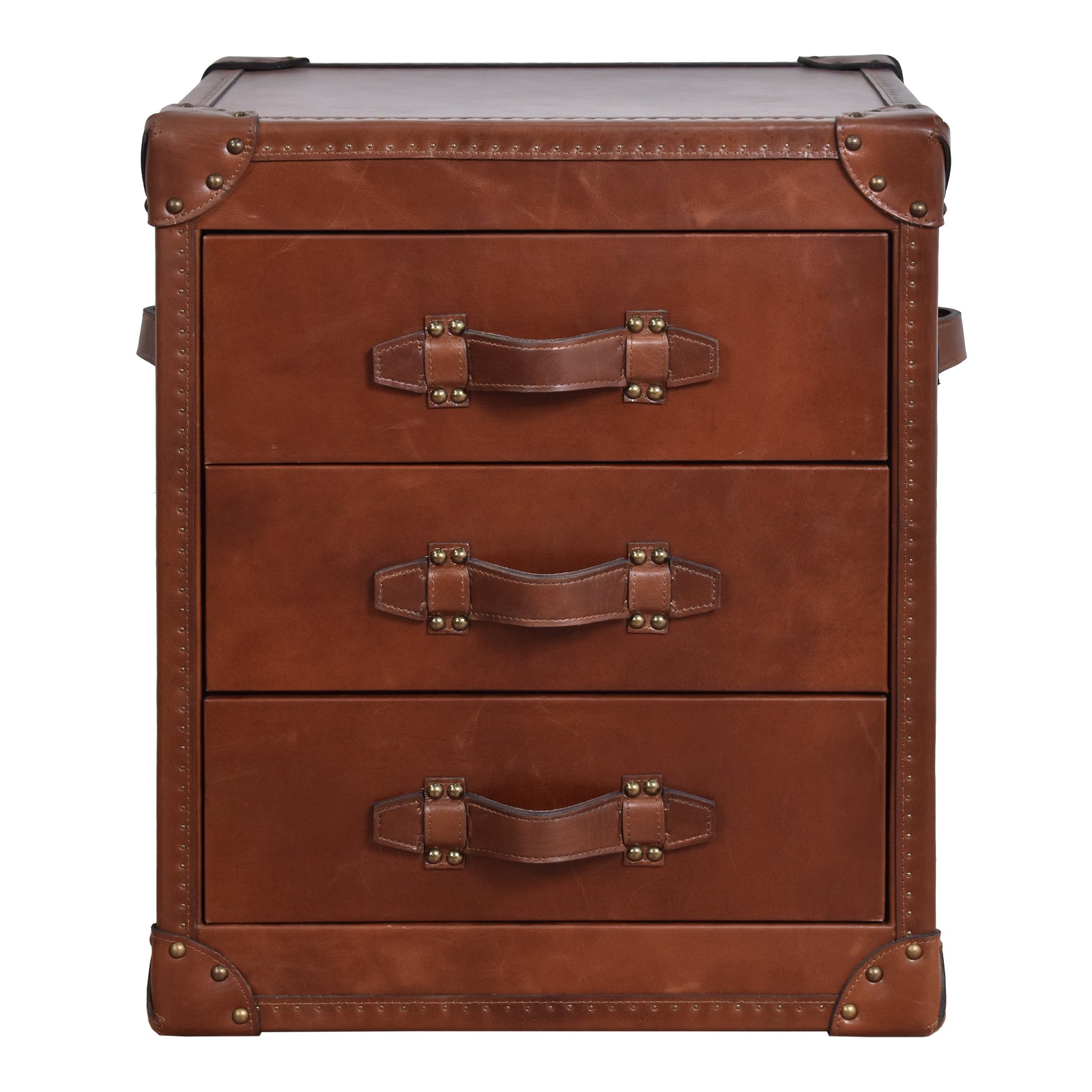 Vintage Leather Trunk Bedside Table