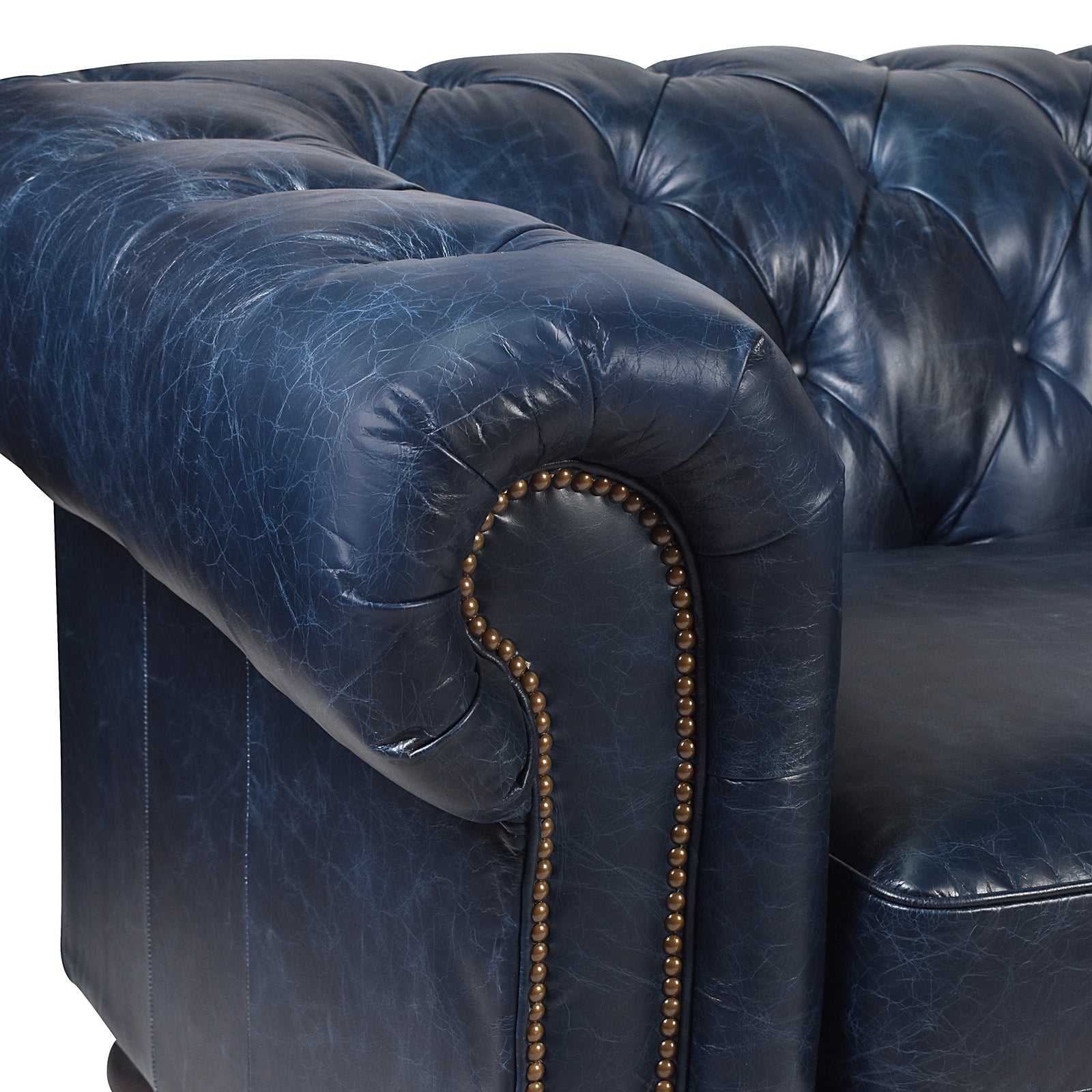 Windsor 2 Seater Blue Leather Chesterfield Sofa