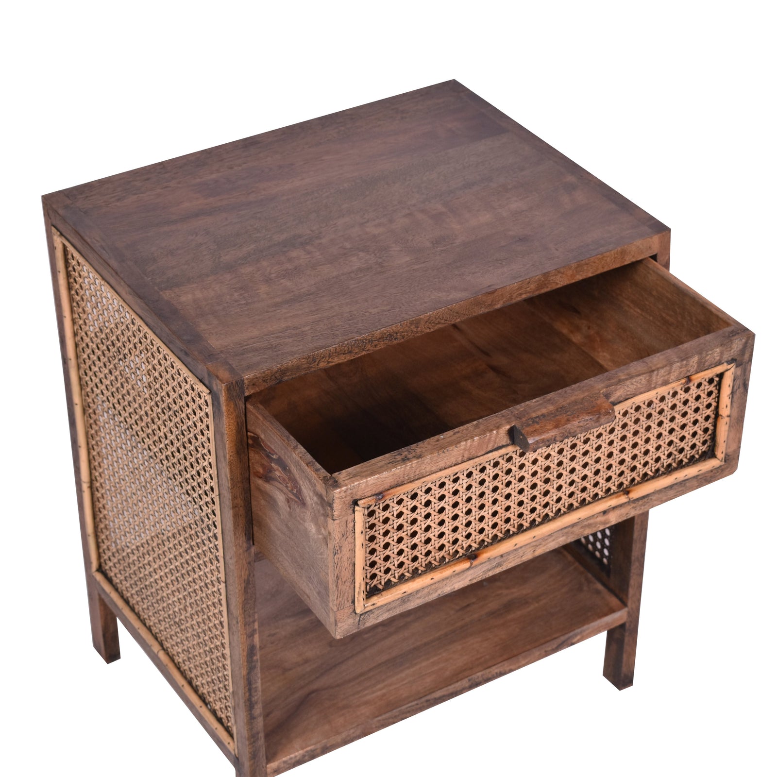 Avoca Brown Rattan Side Table - Tropical Inspired Bedroom Furniture